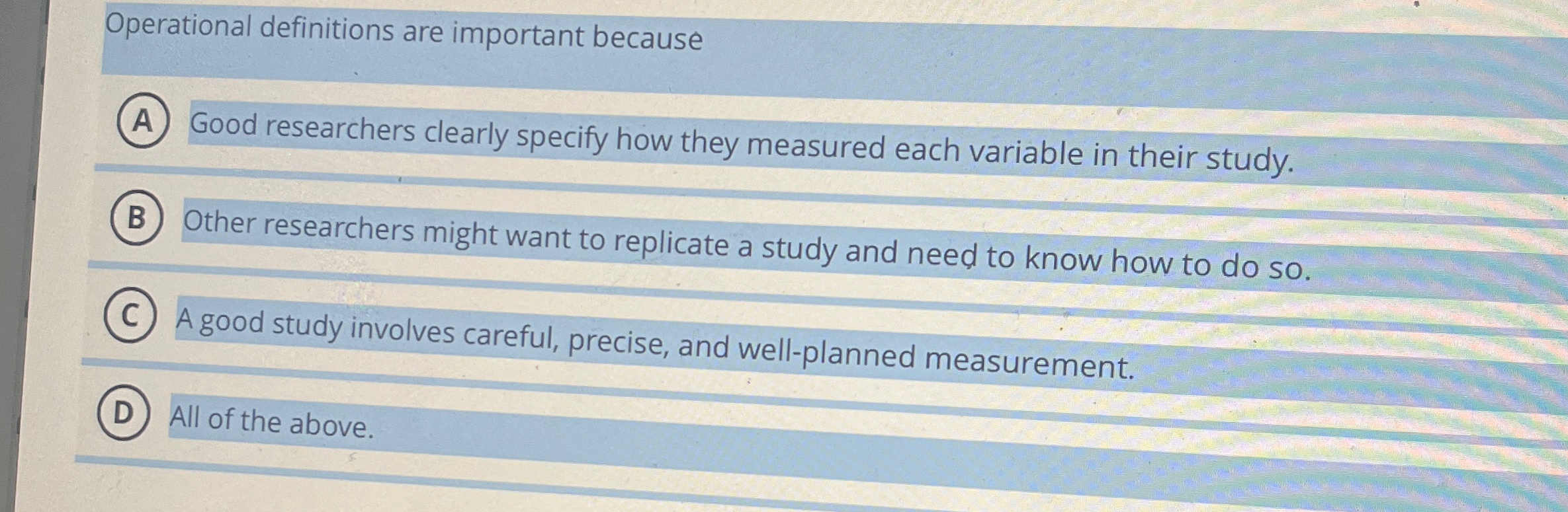 Solved Operational definitions are important because(A) | Chegg.com