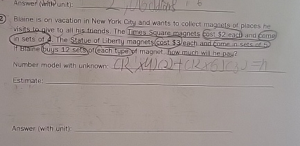 Solved Answer (with unit):Blaine is on vacation in New York | Chegg.com