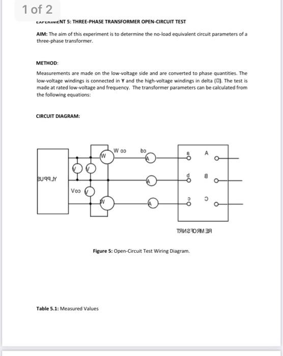 Solved METHOD: Measurements are made on the low-voltage side | Chegg.com