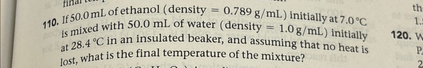Solved If 50.0mL ﻿of ethanol (density =0.789gmL ) ﻿initially | Chegg.com
