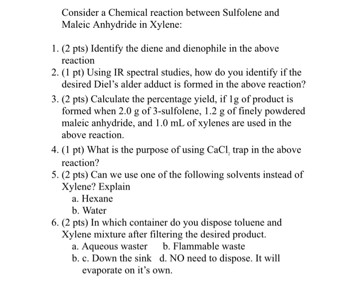 Solved Consider a Chemical reaction between Sulfolene and | Chegg.com