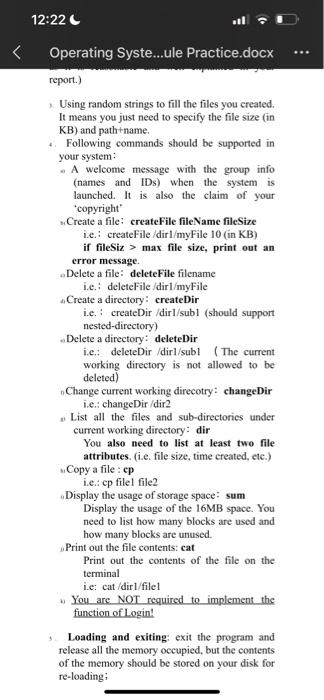 Requirements Tasks/Functionalities The following | Chegg.com