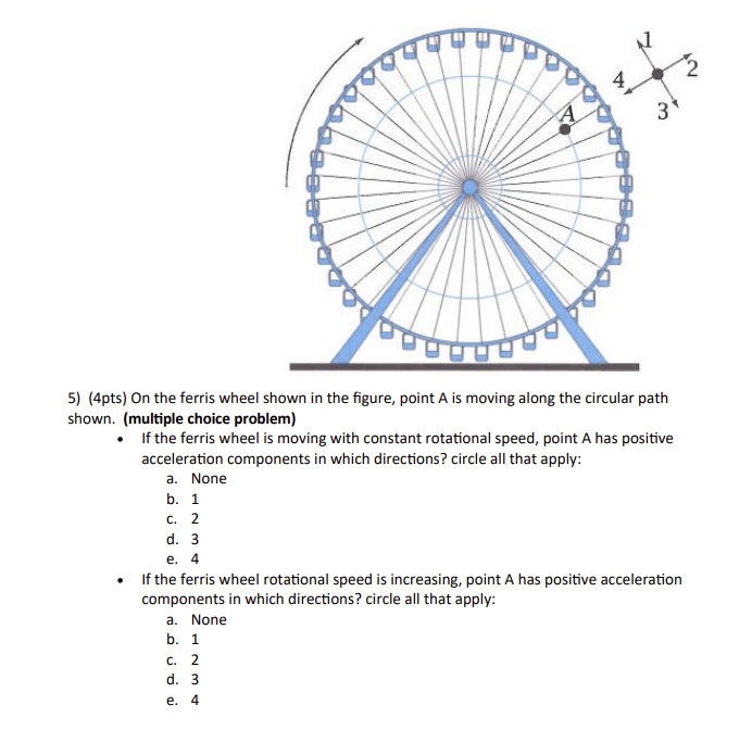 Solved (4pts) ﻿On the ferris wheel shown in the figure, | Chegg.com