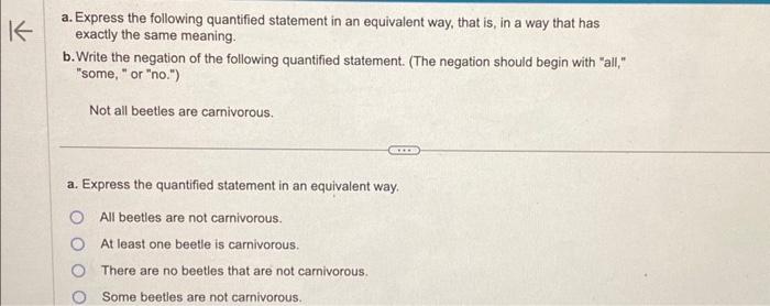 Solved a. Express the following quantified statement in an | Chegg.com