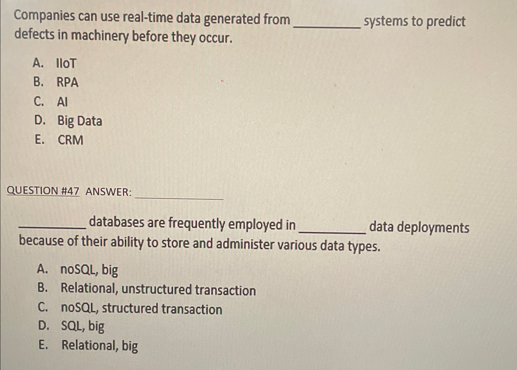 Solved Companies can use real-time data generated from | Chegg.com