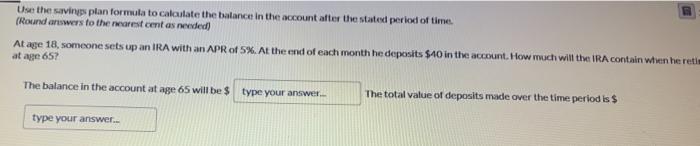 Solved Use the savings plan formula to calculate the balance | Chegg.com