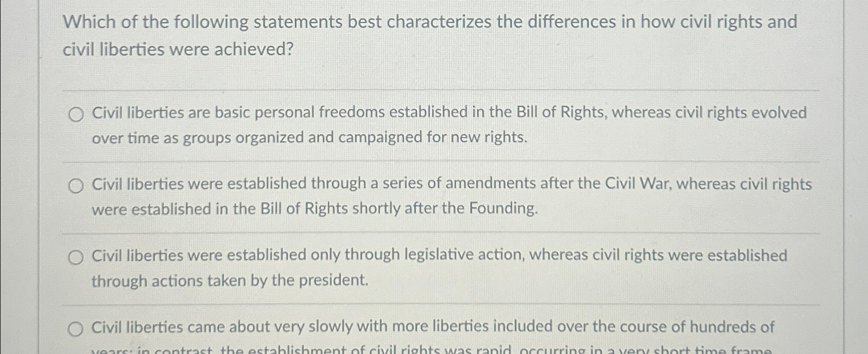 Solved Which of the following statements best characterizes | Chegg.com