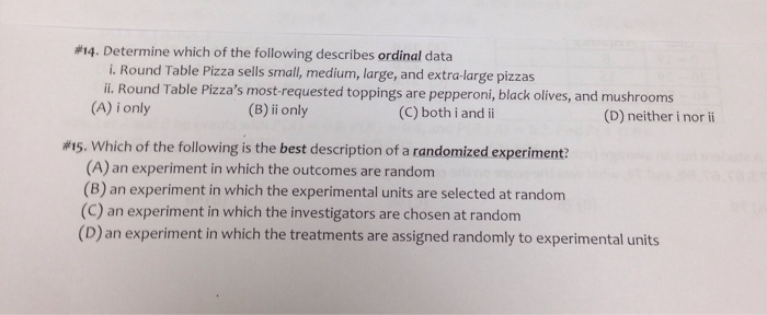 Solved #14. Determine which of the following describes | Chegg.com