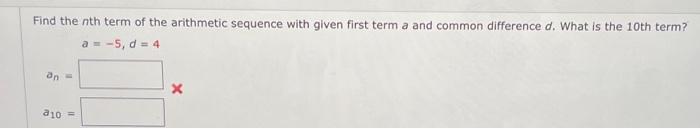 Solved Find the nth term of the arithmetic sequence with | Chegg.com