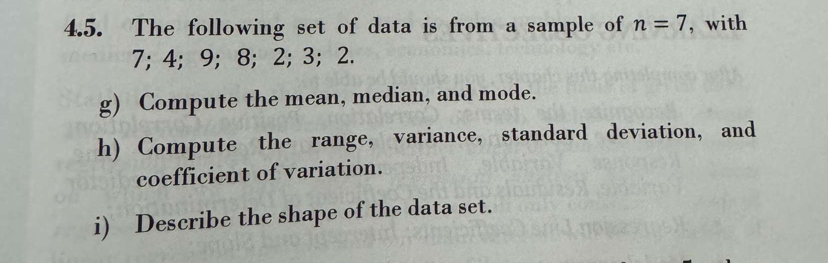 Solved 4.5. ﻿The following set of data is from a sample of | Chegg.com