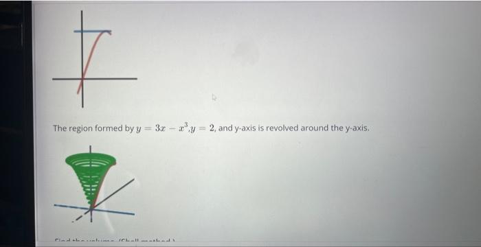 Solved The region formed by y=3x−x3,y=2, and y-axis is | Chegg.com
