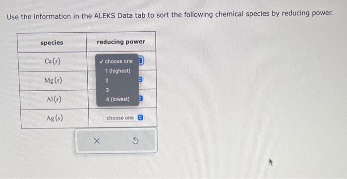Solved Use the information in the ALEKS Data tab to sort the | Chegg.com