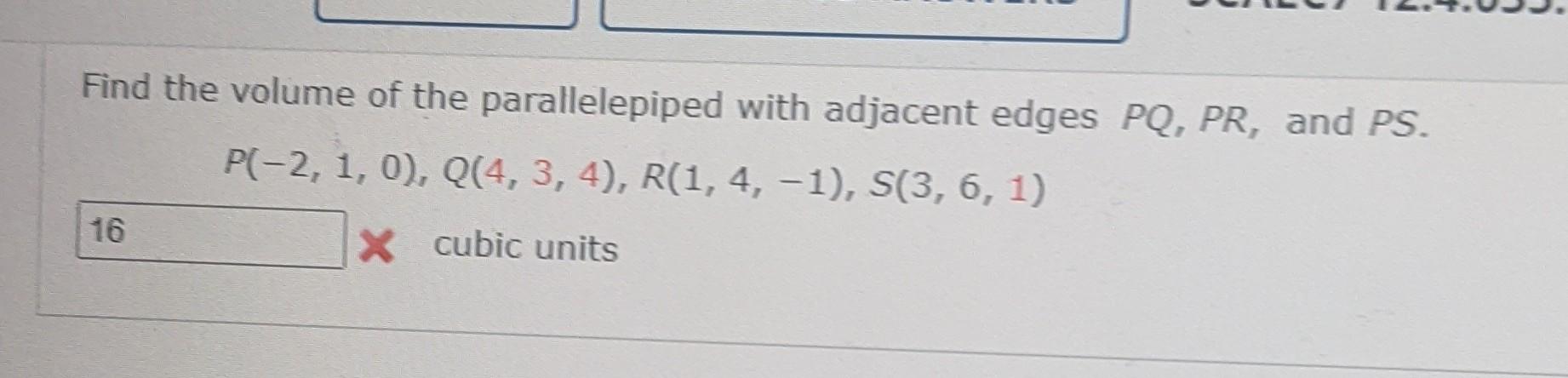 Solved Find the volume of the parallelepiped with adjacent | Chegg.com