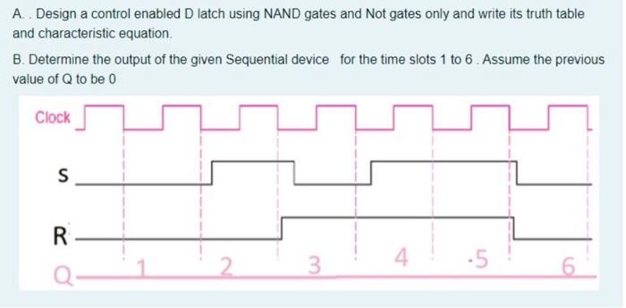 Solved A. Design a control enabled D latch using NAND gates | Chegg.com