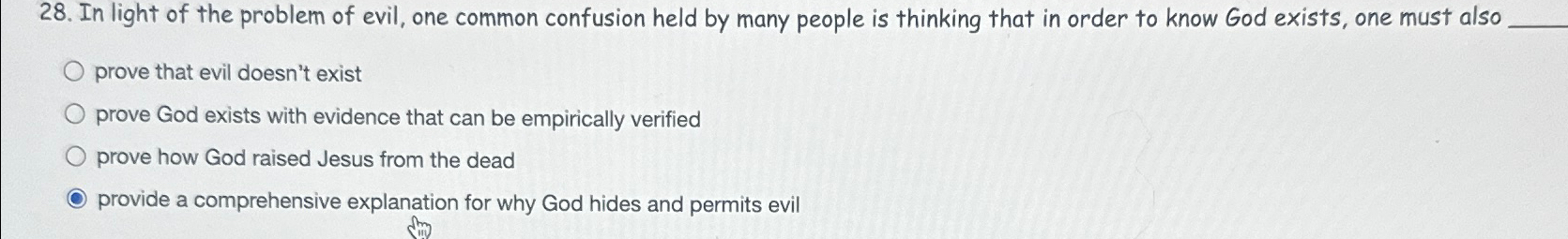 Solved In light of the problem of evil, one common confusion | Chegg.com