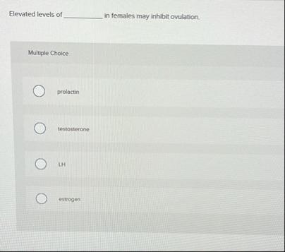 Solved Elevated levels ofin females may inhibit | Chegg.com