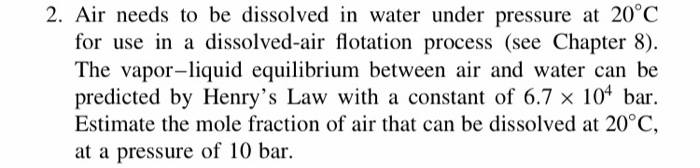 Solved 2. Air needs to be dissolved in water under pressure | Chegg.com