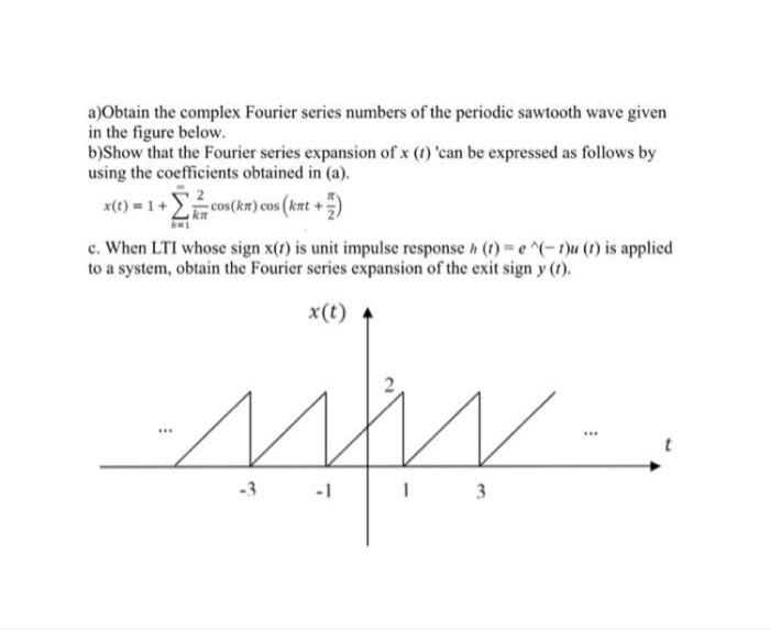 Solved a)Obtain the complex Fourier series numbers of the | Chegg.com