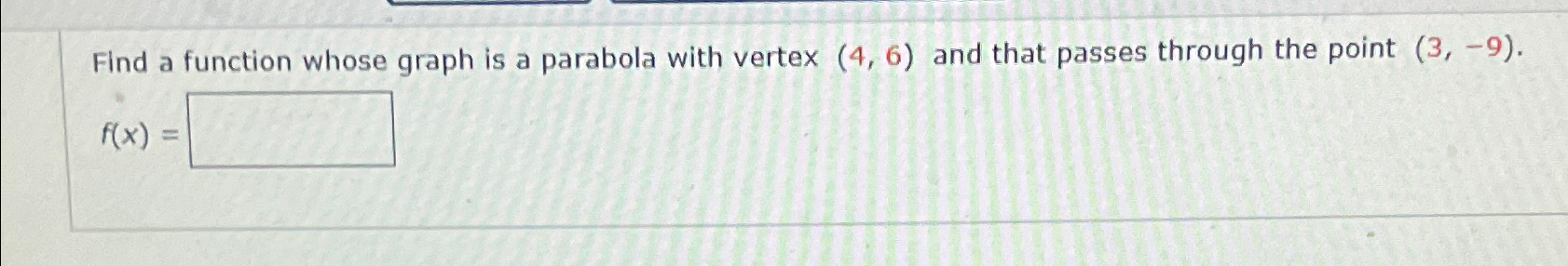 Solved Find a function whose graph is a parabola with vertex | Chegg.com