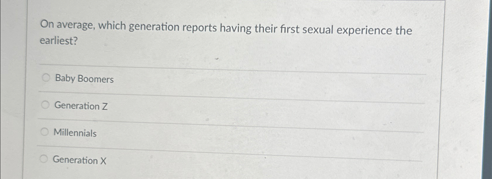 Solved On average, which generation reports having their | Chegg.com