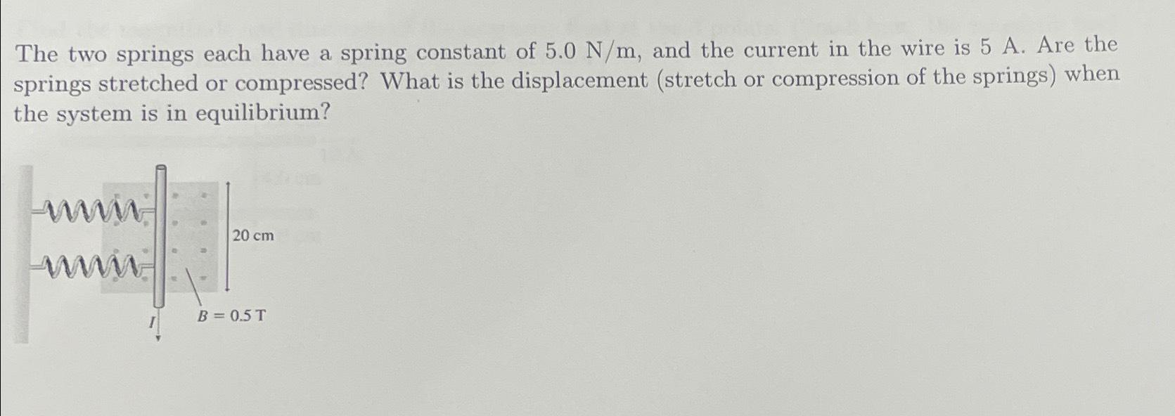 Solved The two springs each have a spring constant of 5.0Nm, | Chegg.com