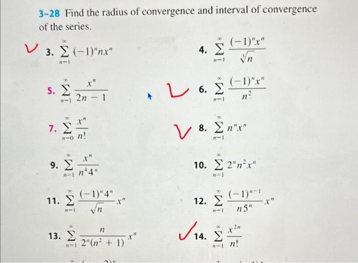 Solved 3-28 Find the radius of convergence and interval of | Chegg.com