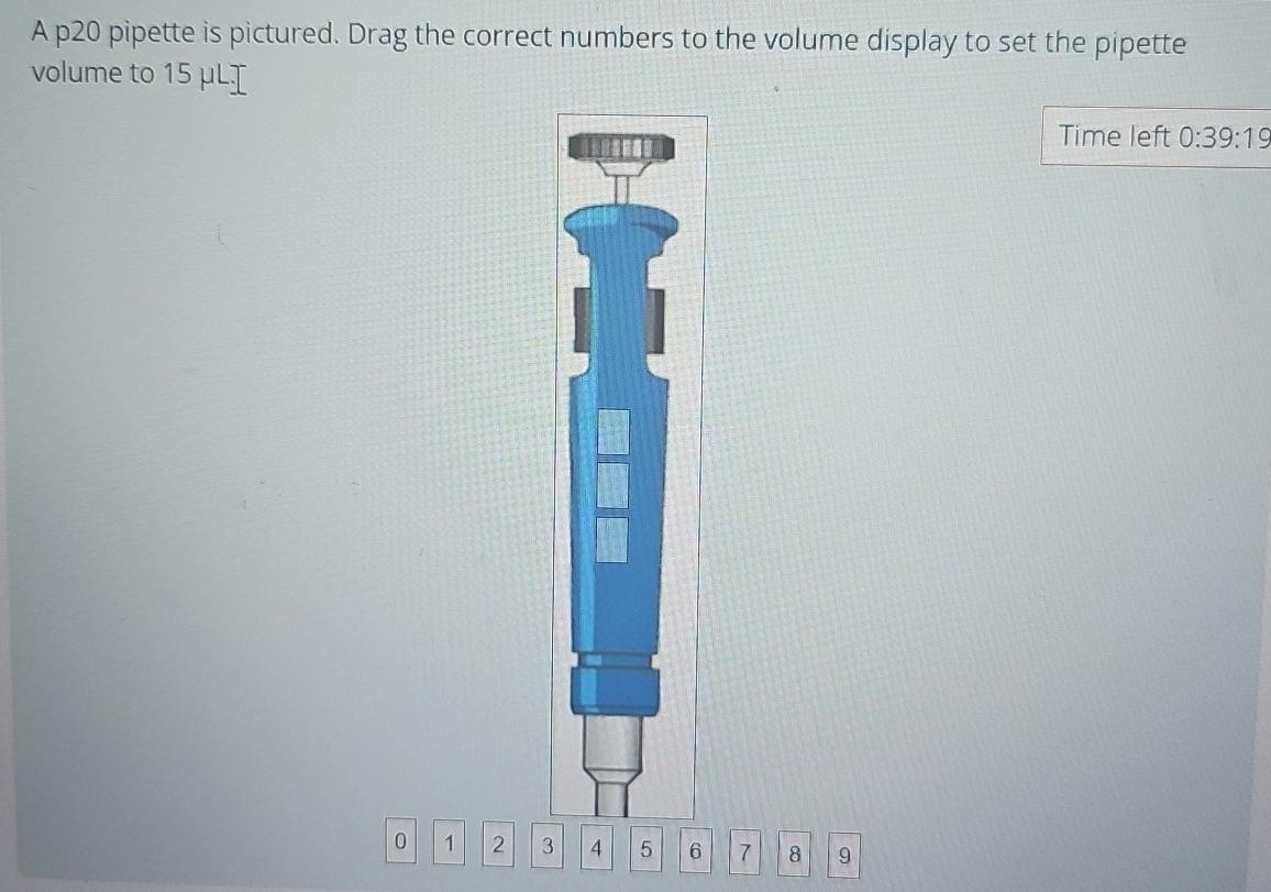 Solved A p20 ﻿pipette is pictured. Drag the correct numbers | Chegg.com
