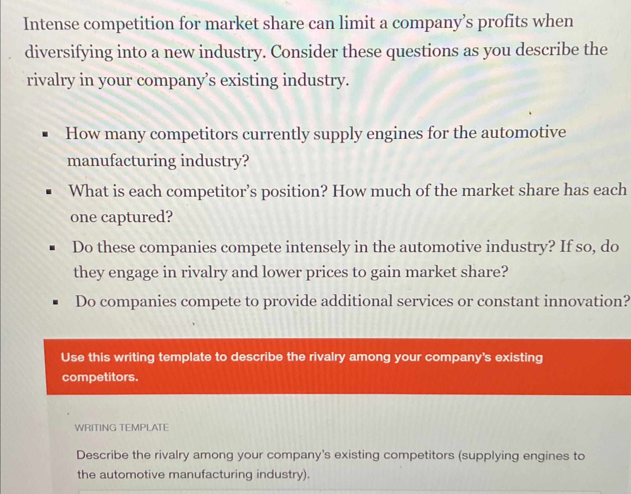 Solved Intense competition for market share can limit a | Chegg.com