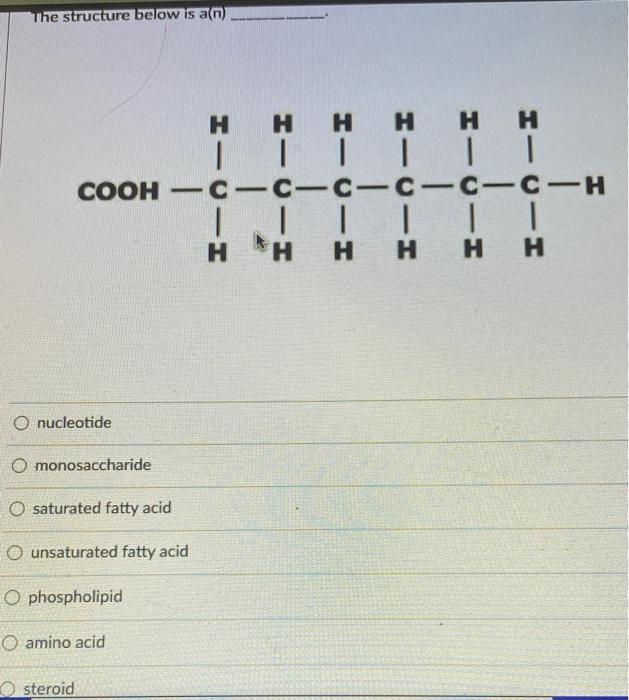 Solved The structure below is an ) н н н н н н TTTTTI СООН – | Chegg.com