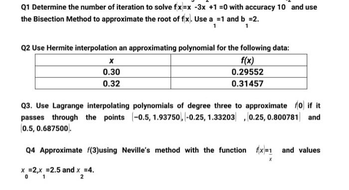 Q1 Determine the number of iteration to solve fx=x | Chegg.com