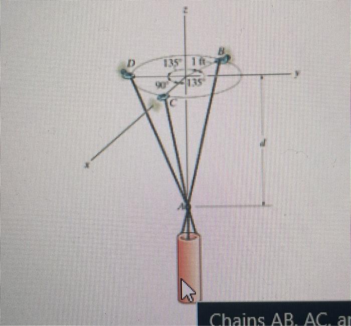 Solved The 800 -lb cylinder is supported by three chains as | Chegg.com