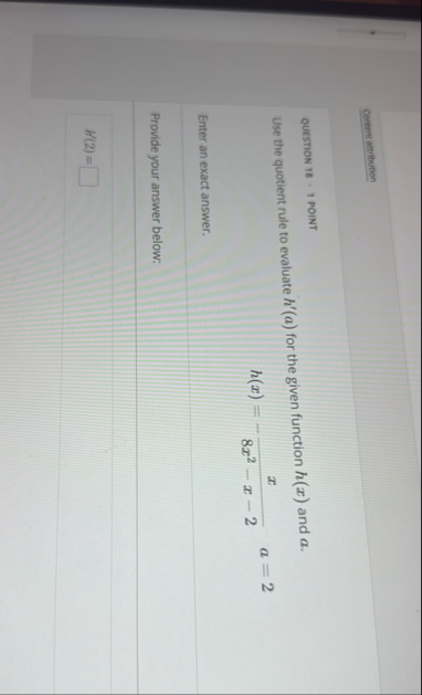 Solved content attributionQUESTION 18 ﻿~ 1 ﻿POINTUse the | Chegg.com
