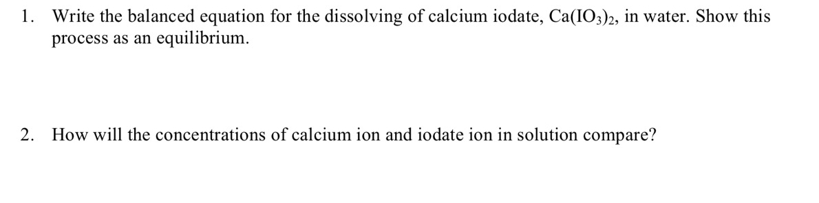 Solved Write the balanced equation for the dissolving of | Chegg.com