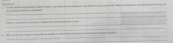 Solved Question: 1. For the alcohol and aldehyde organic | Chegg.com
