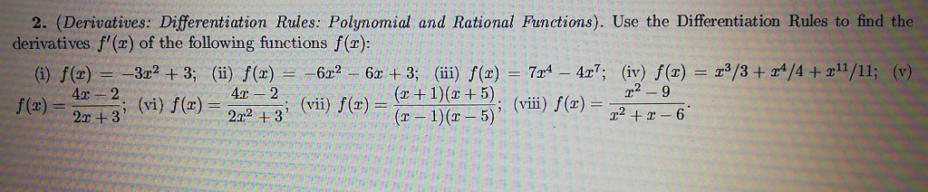 Solved 2. (Derivatives: Differentiation Rules: Polynomial | Chegg.com