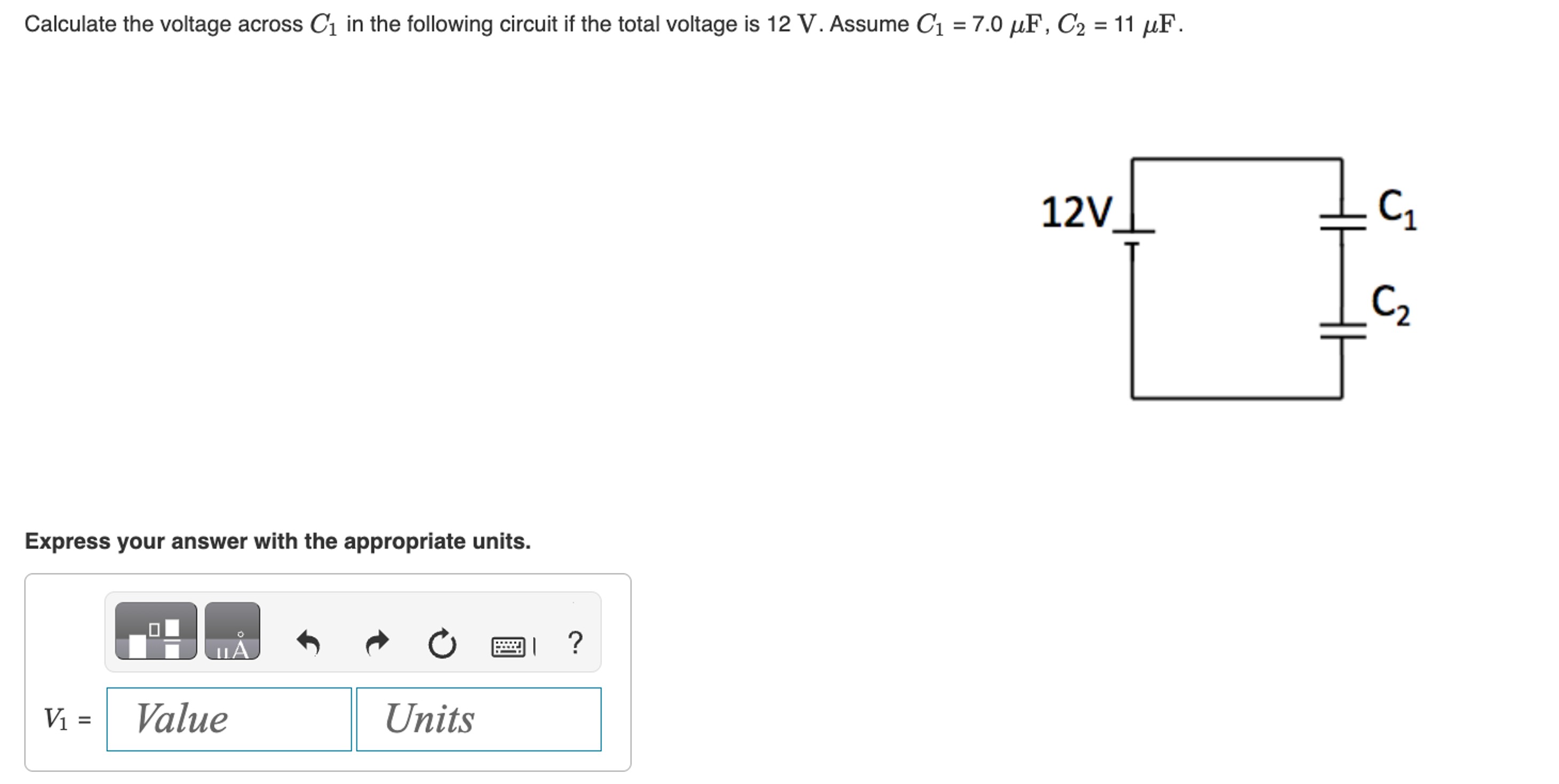Solved Calculate the voltage across C1 ﻿in the following | Chegg.com