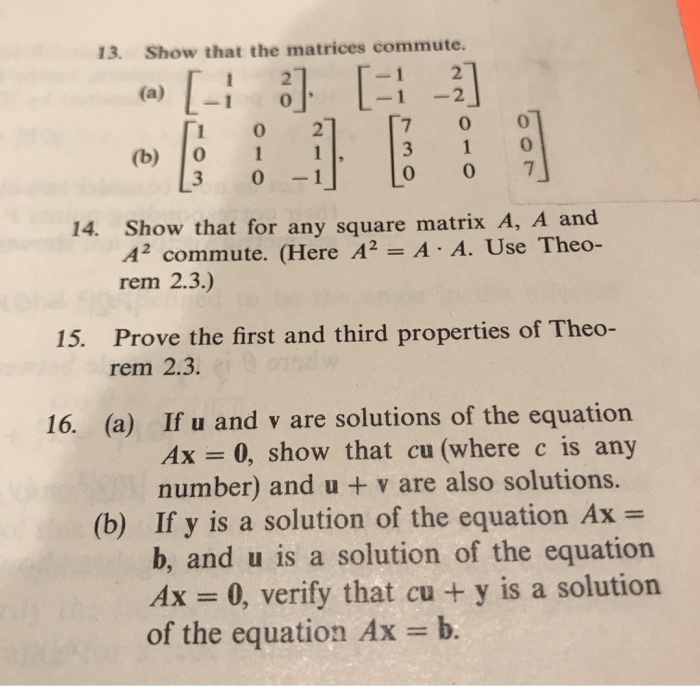 Solved 13. Show that the matrices commute. 14. Show that for | Chegg.com