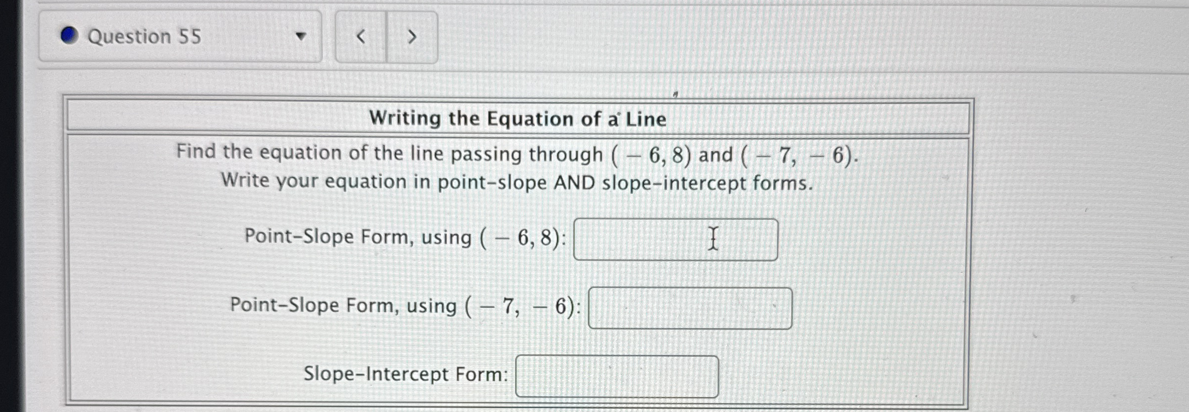Solved Writing the Equation of a LineFind the equation of | Chegg.com