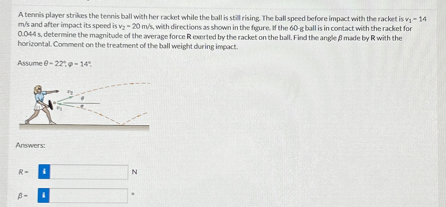 Solved A tennis player strikes the tennis ball with her | Chegg.com