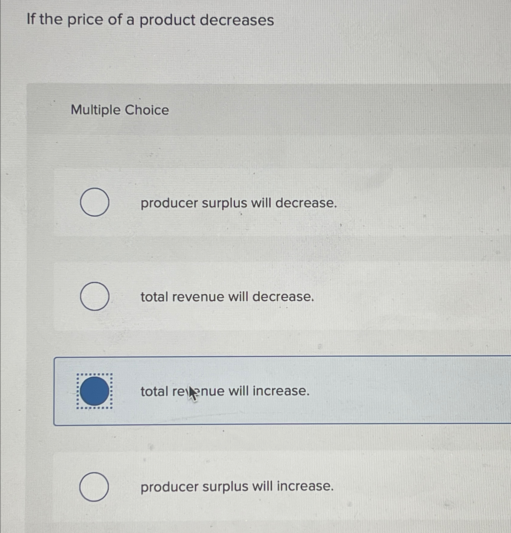 Solved If the price of a product decreasesMultiple | Chegg.com