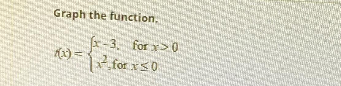 Solved Graph the function.t(x)={x-3, for x>0x2, for x≤0 | Chegg.com