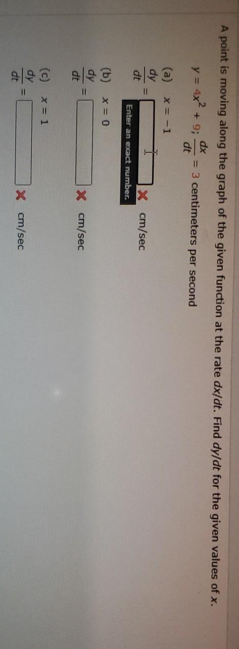 Solved A point is moving along the graph of the given | Chegg.com