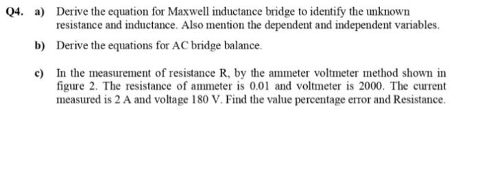 Solved Q4. a) Derive the equation for Maxwell inductance | Chegg.com