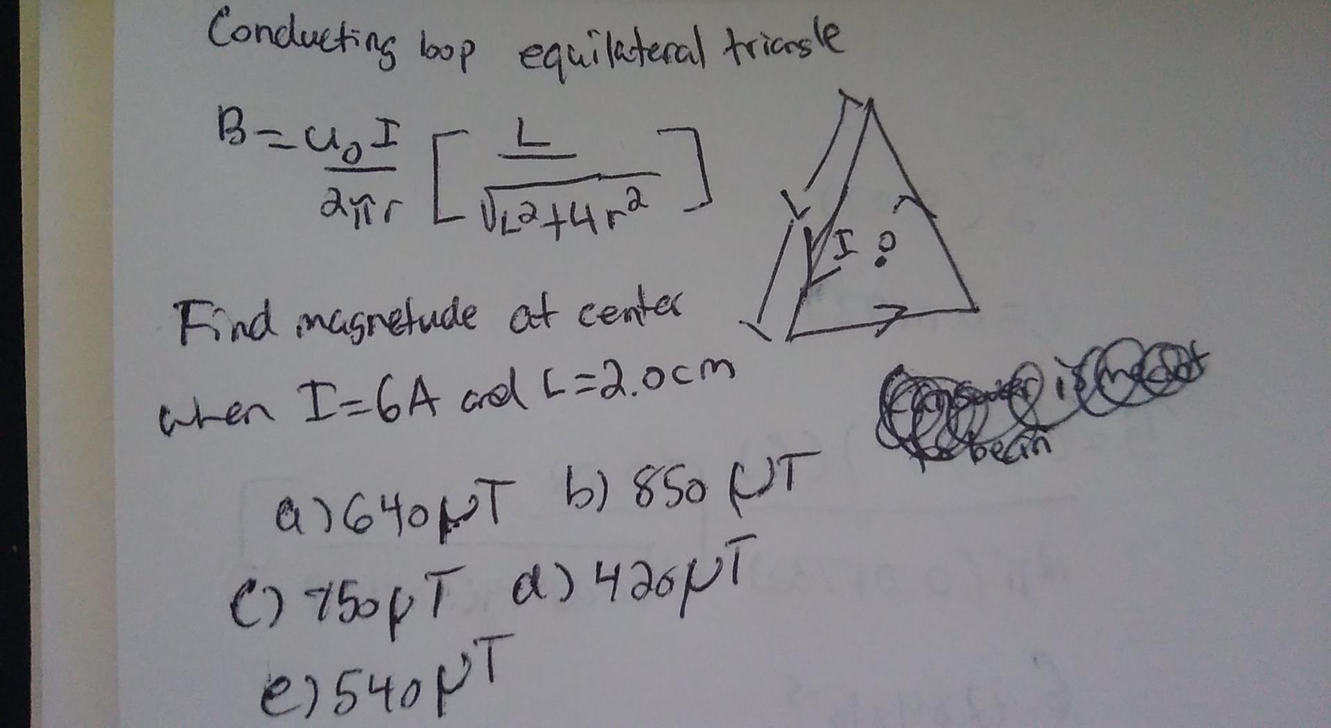 Solved B U Conducting Loop Equilateral Triangle L 느 An [