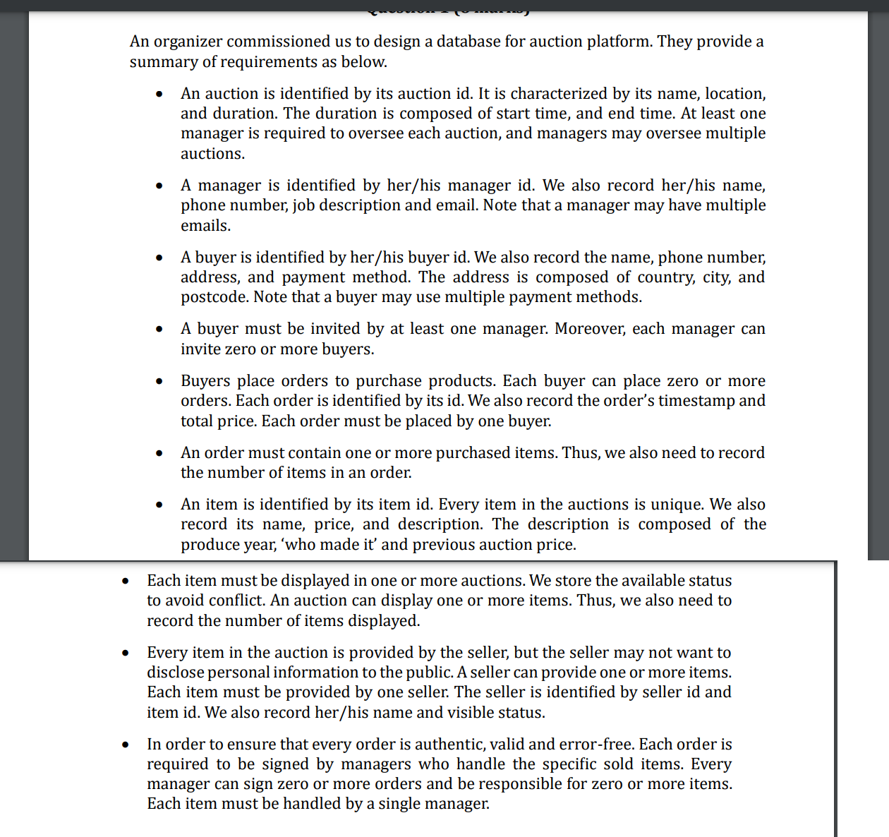 Solved Draw the ER diagram for above scenario | Chegg.com