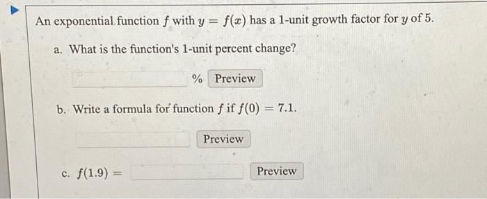 Solved An exponential function f with y=f(x) has a 1 -unit | Chegg.com