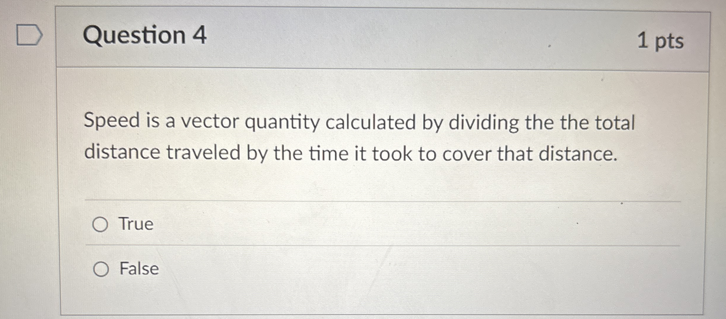 Solved Question 41 ﻿ptsSpeed is a vector quantity calculated | Chegg.com