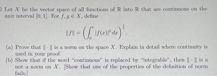 Solved Let X be the vector space of all functions of R into | Chegg.com