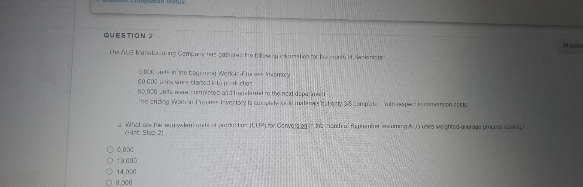 Solved The ALG Manufacturing Company has gathered the | Chegg.com