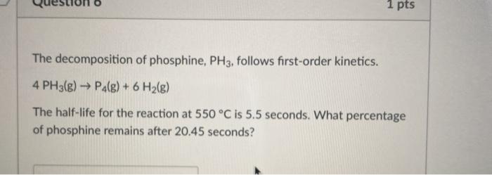 Solved 1 pts The decomposition of phosphine, PH3, follows | Chegg.com